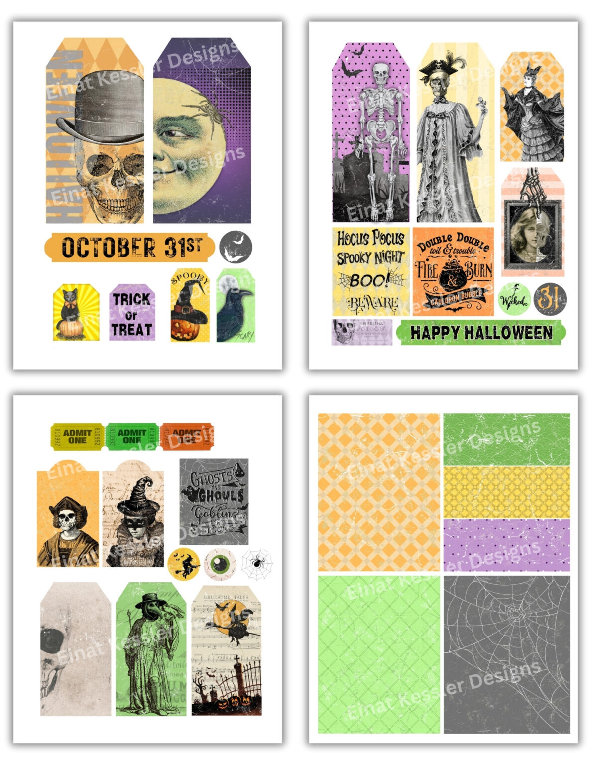 Halloween ephemera printable collage sheets